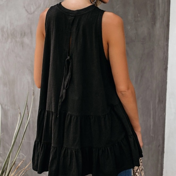 Chic Nation | Tops | Tiered Ruffled Tank Top Sleeveless Womens | Poshmark